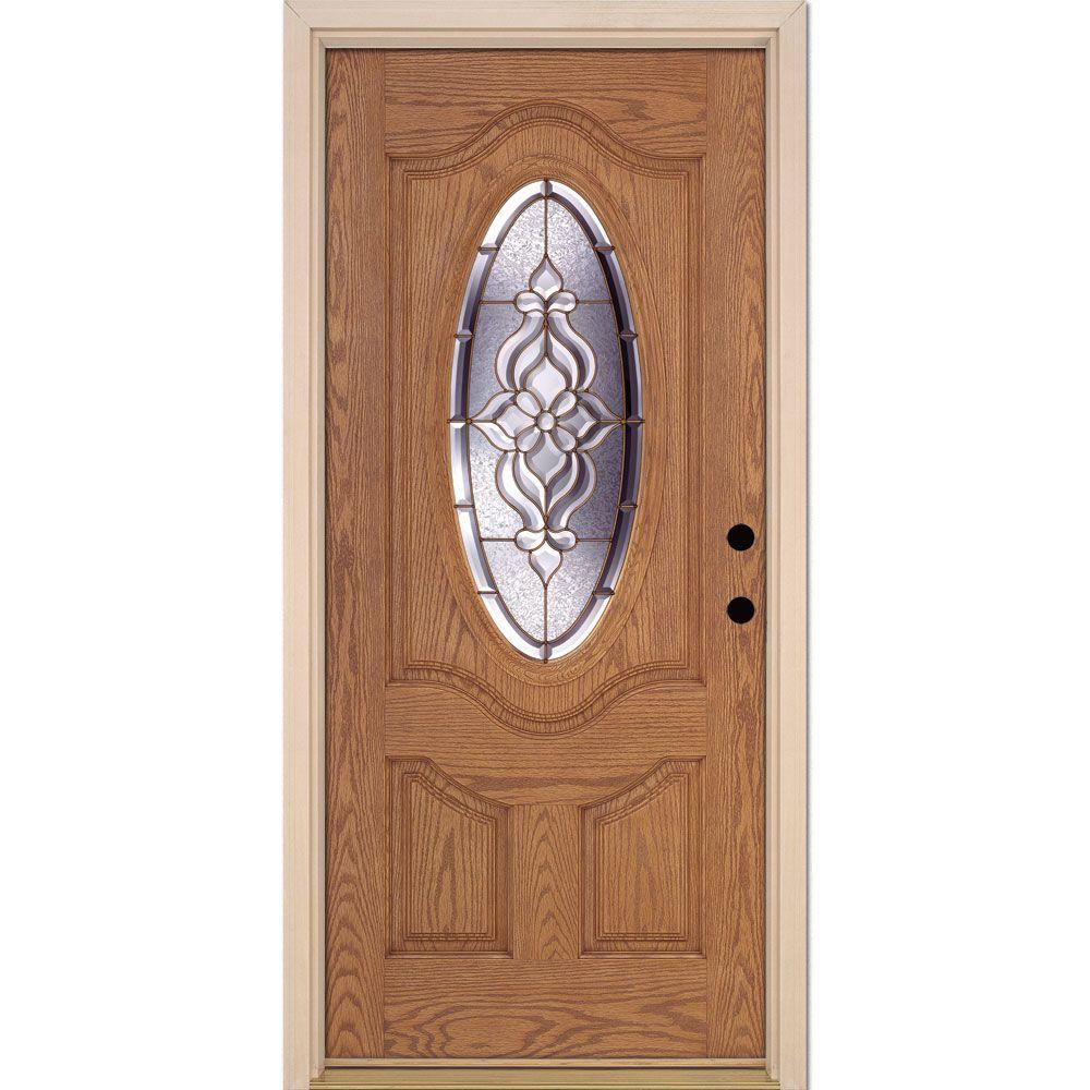 Feather River Doors 37.5 in. x 81.625 in. Lakewood Brass 3/4 Oval Lite ...