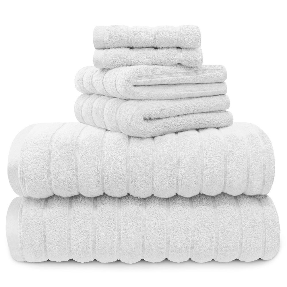 100 Cotton 6 Piece Spa Towel Set In White Ymt008332 The Home Depot