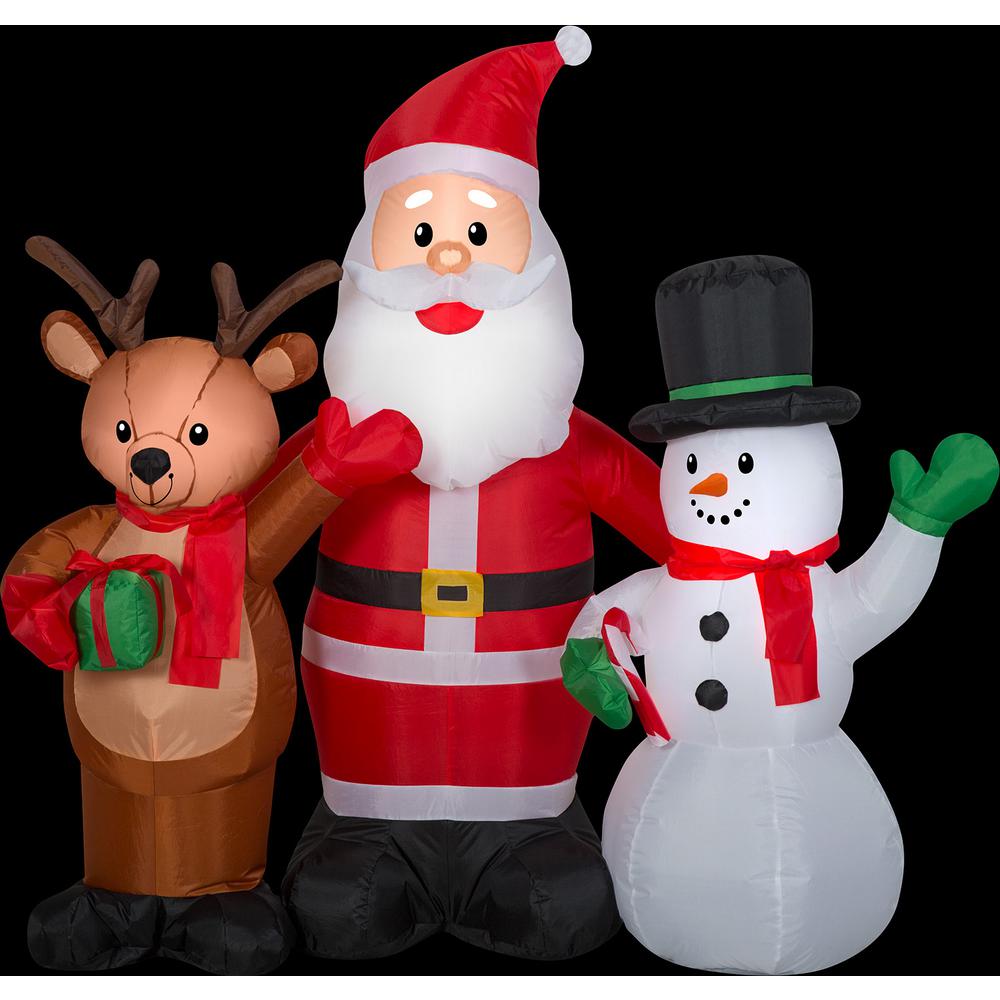 Gemmy 4 ft. Tall Airblown Inflatable Santa and Friends Trio-117086X ...