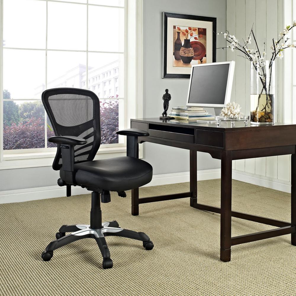MODWAY Articulate Vinyl Office Chair in Black EEI-755-BLK - The Home Depot