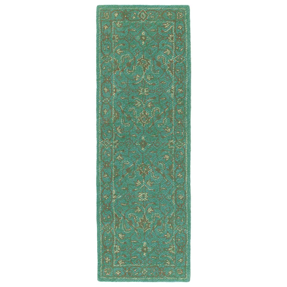 Kaleen Weathered Turquoise 3 ft. x 10 ft. Indoor/Outdoor Runner Rug ...