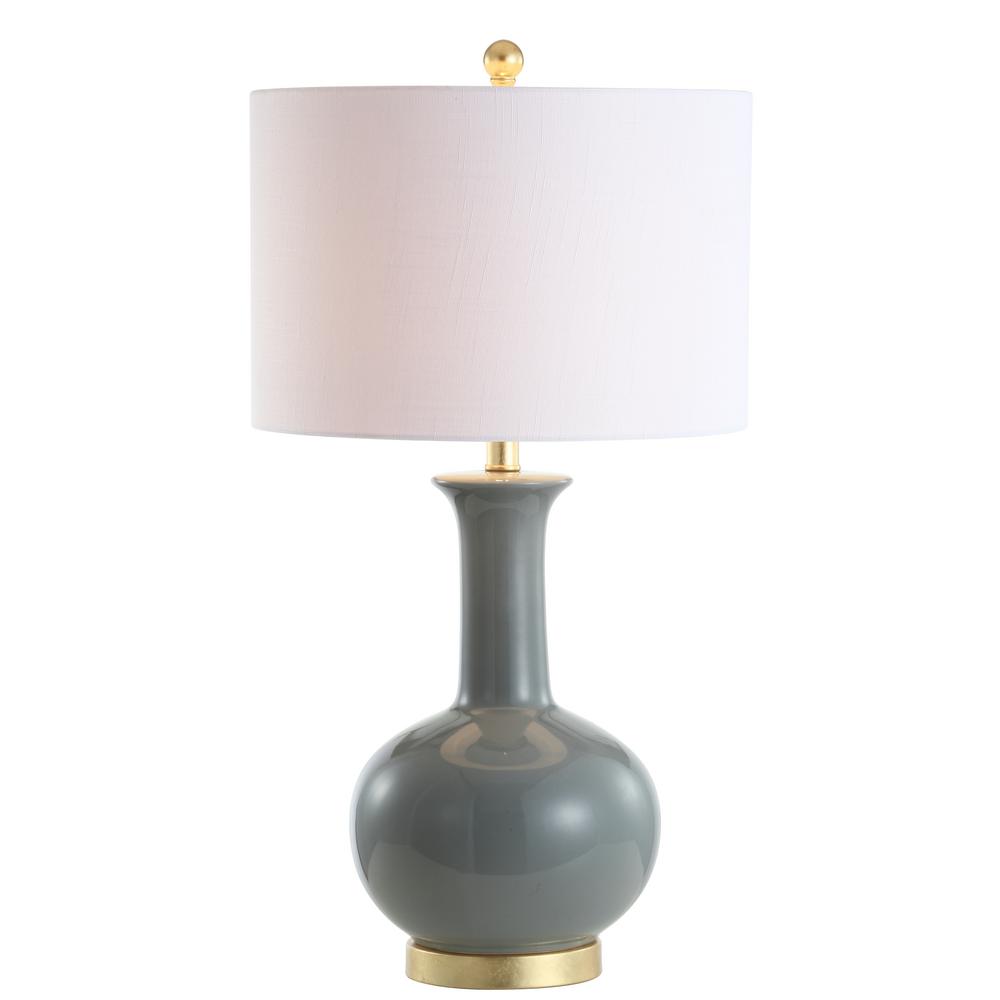 JONATHAN Y Brussels 27 in. Gray/Brass Ceramic/Metal LED Table Lamp ...