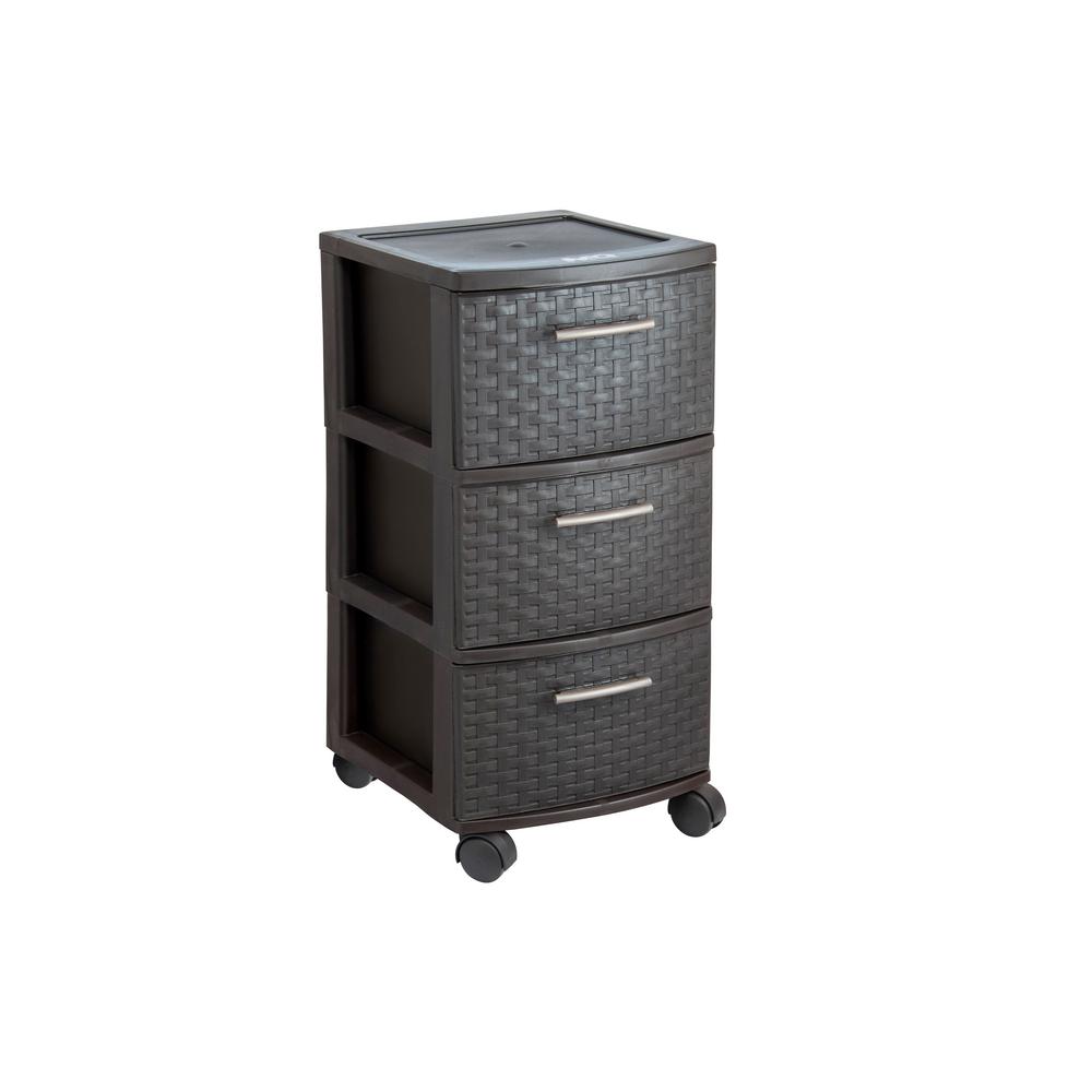MQ 3-Drawer Resin Rolling Cart in Espresso-391-WEN - The Home Depot
