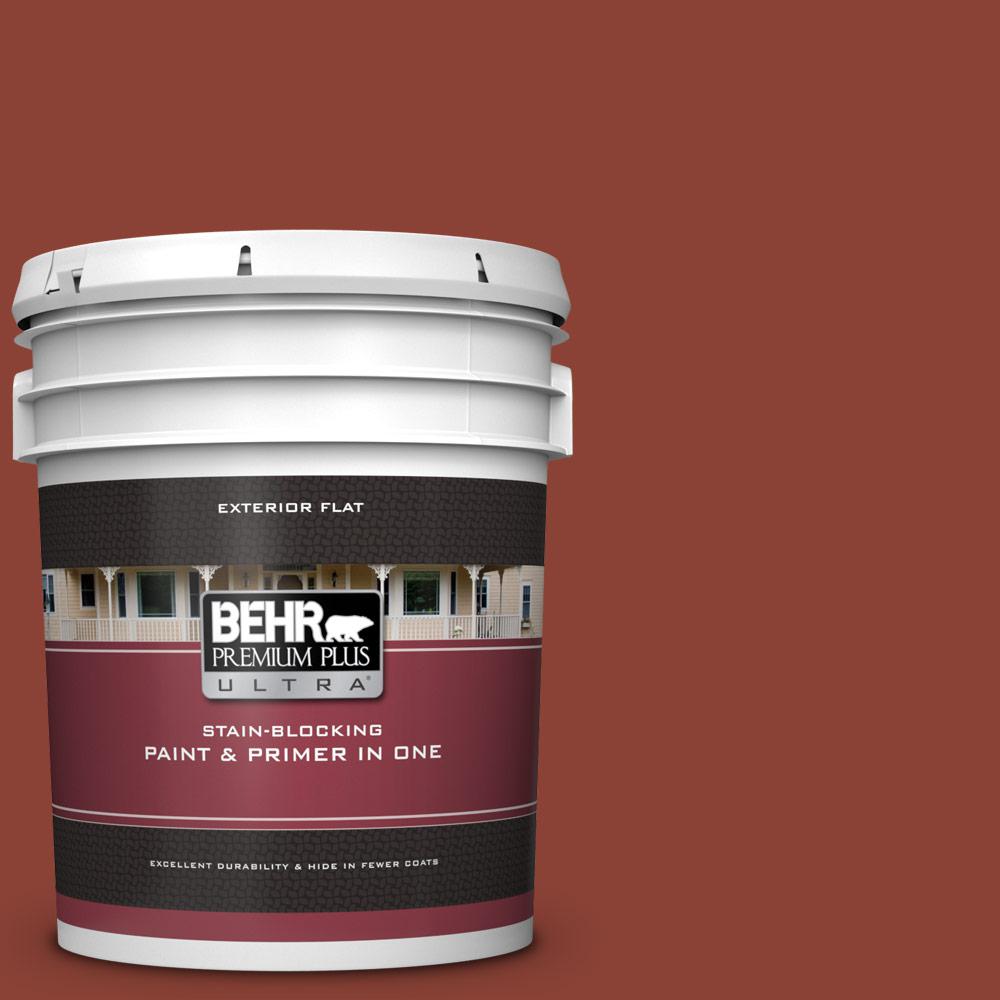 BEHR Premium Plus Ultra 5 gal. #QE-14 Spiced Red Flat Exterior Paint ...