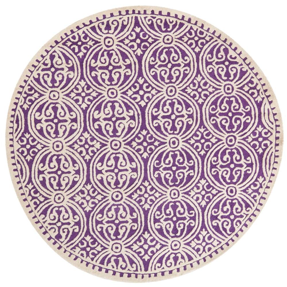 Safavieh Cambridge Purple/Ivory 8 ft. x 8 ft. Round Area Rug-CAM123K-8R ...