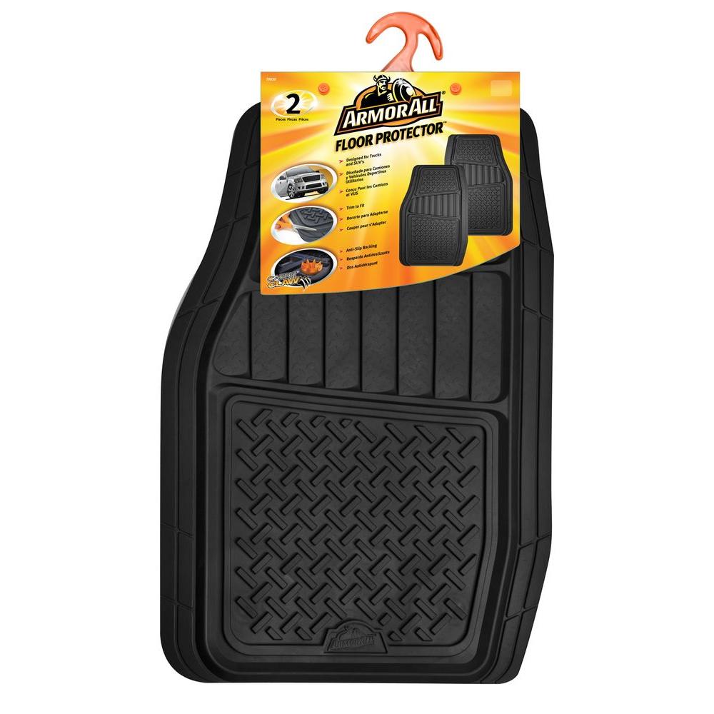 Armor All Black Heavy Duty Rubber 19 in. x 29 in. Car Mat (2-Piece ...