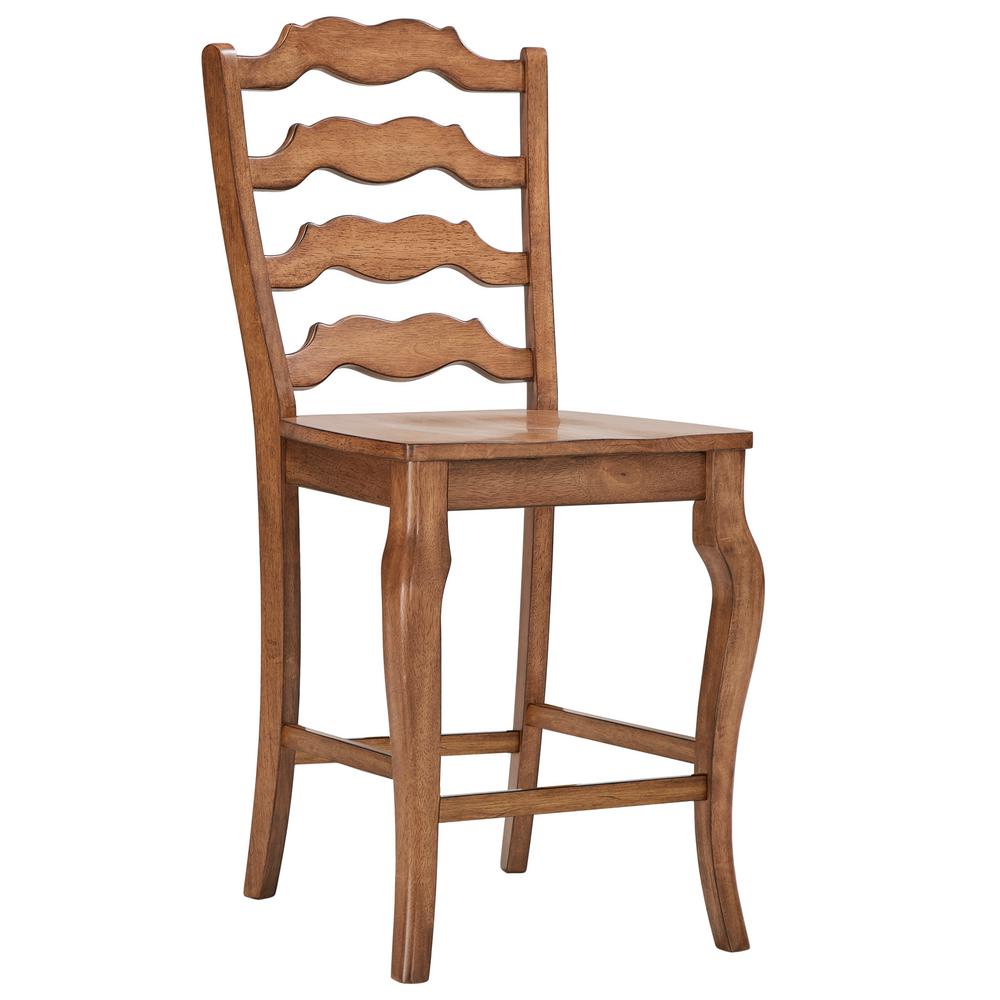 HomeSullivan Oak French Ladder Back Wood Counter Height Chair (Set of 2 ...