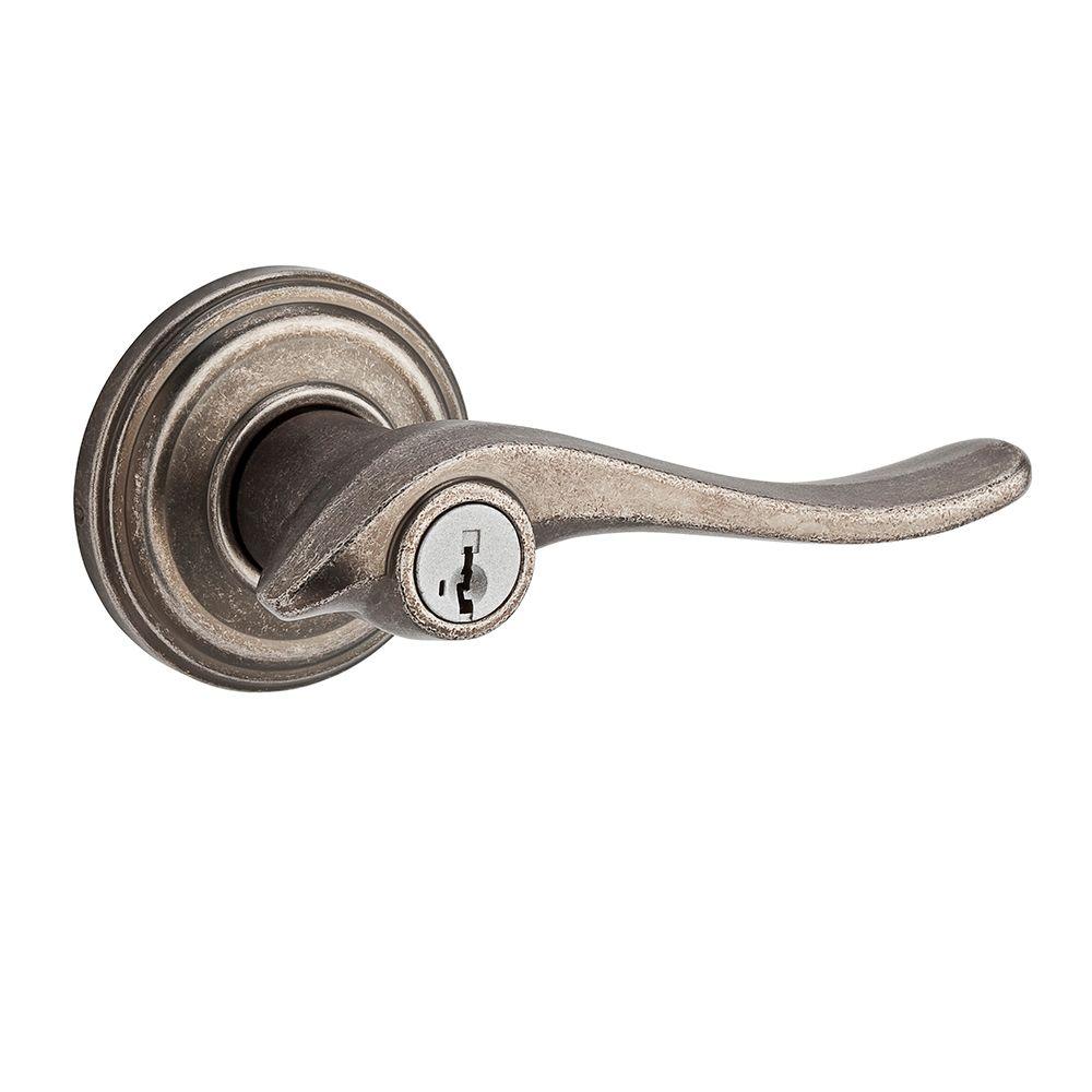 Kwikset Avalon Rustic Pewter Entry Lever Feat SmartKey-740AVL 502 SMT ...
