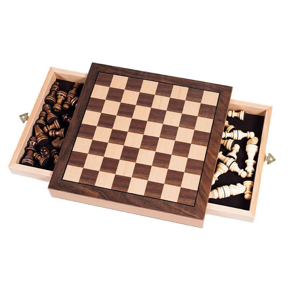 Trademark Games Elegant Inlaid Wood Chess Cabinet with Staunton Wood ...