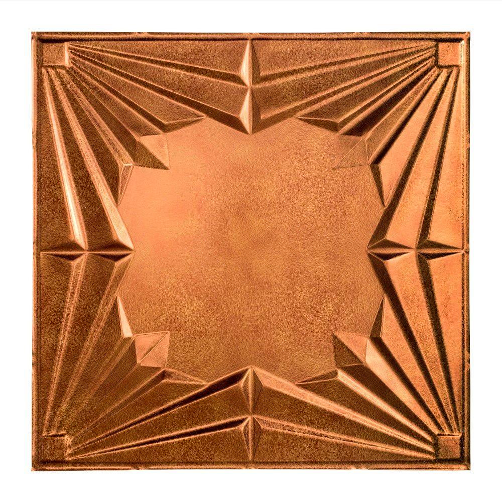 Fasade Art Deco 2 ft. x 2 ft. Antique Bronze Lay-In Vinyl Ceiling Tile ...