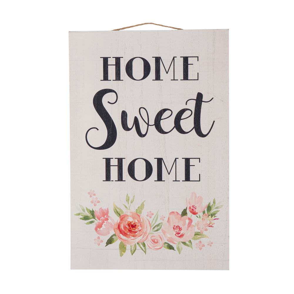 Glitzhome 17.72 in. HL Wooden Home Sweet Home Word Sign Wall Decor ...