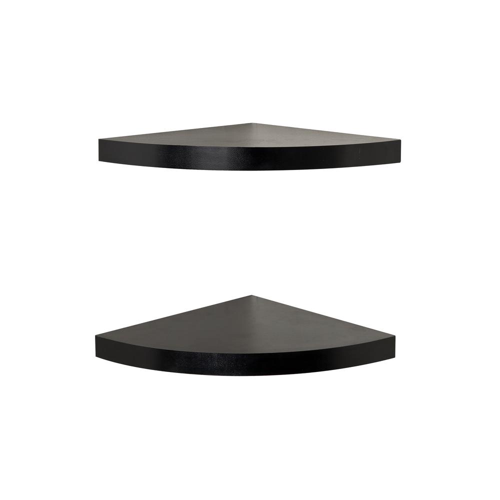 DANYA B 11.5 in. x 11.5 in. Black Corner Radial Shelves (Set of 2 ...