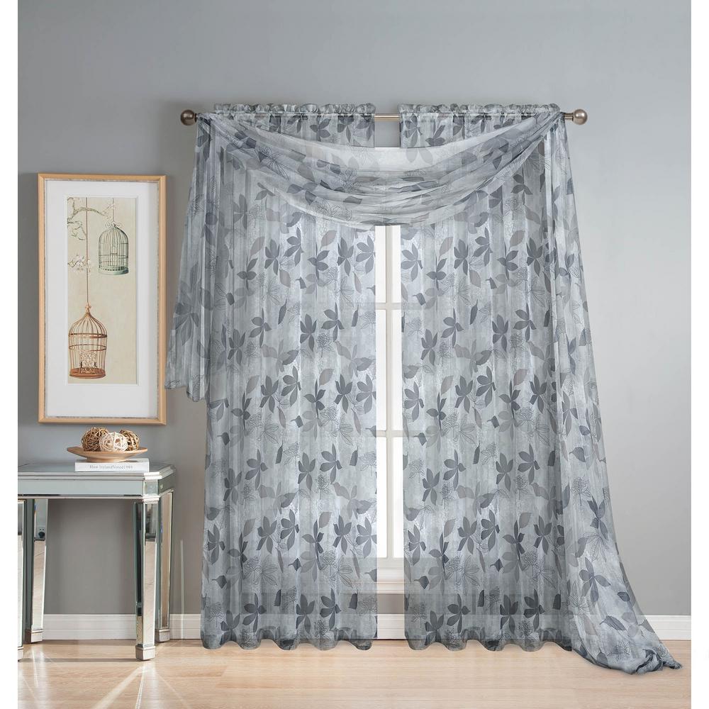 Window Elements Ashville 54 in. W x 216 in. L Sheer Curtain Scarf in ...