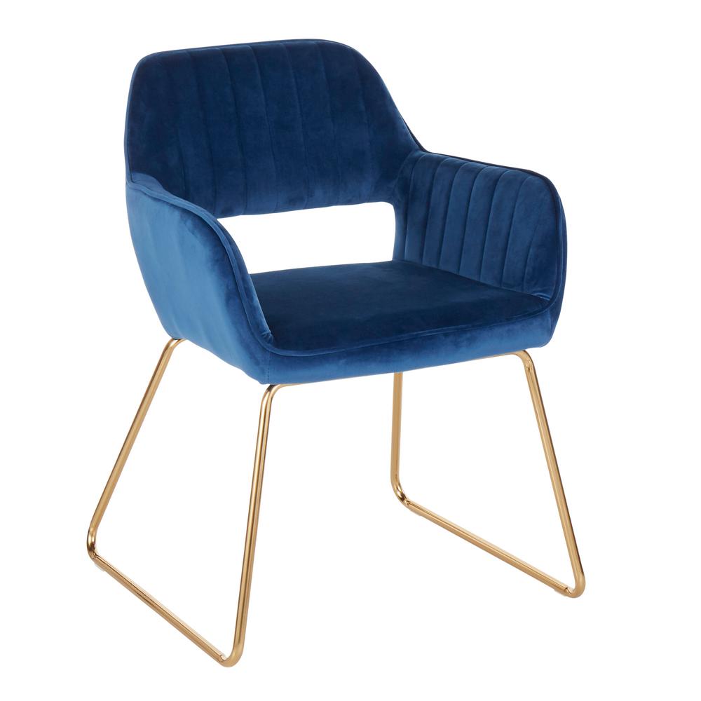 Lumisource Fran Blue Velvet and Gold Chair (Set of 2) CH-FRAN AU+BU2 ...