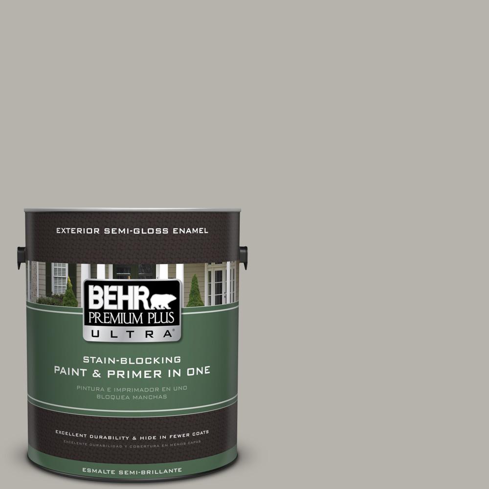 BEHR Premium Plus Ultra 1 gal. #PPU24-11 Greige Semi-Gloss Enamel ...