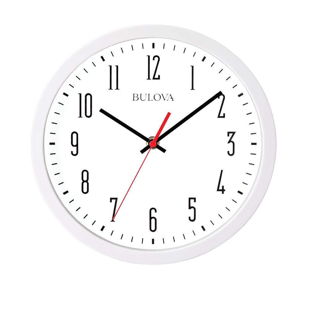 Bulova Automatic Time Adjustment 10.25 Wall Clock in White-C4831 - The ...