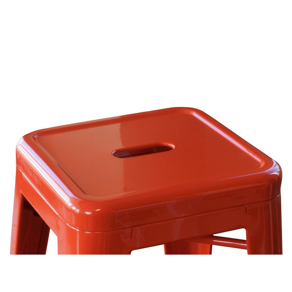 AmeriHome Loft Style 24 in. Stackable Metal Bar Stool in Orange (Set of ...