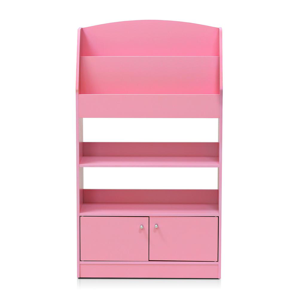 Furinno KidKanac 43.31 in. Pink Faux Wood 5-shelf Etagere Bookcase with ...