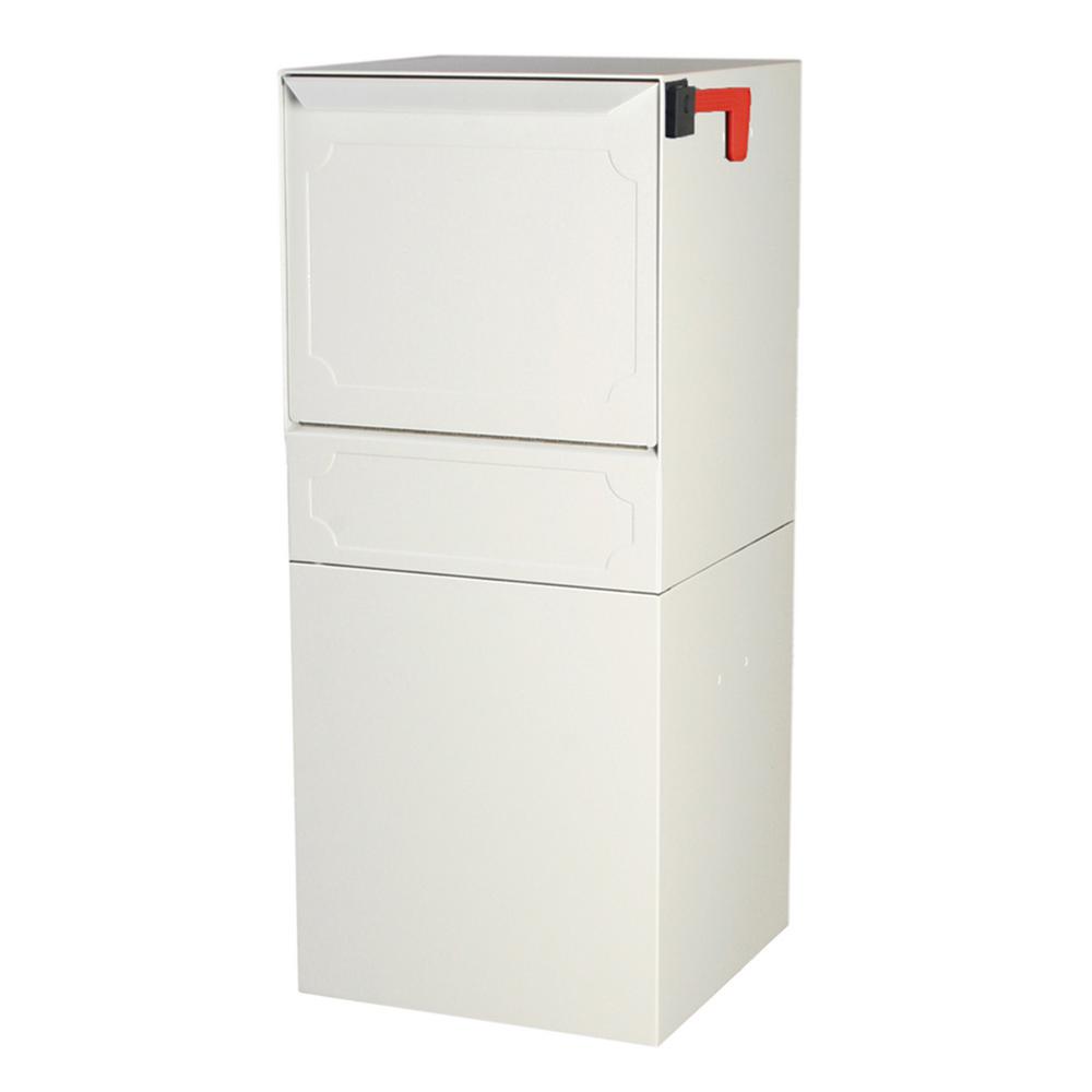 dVault Parcel Protector Vault White Post/Column Mount Locking Mailbox ...
