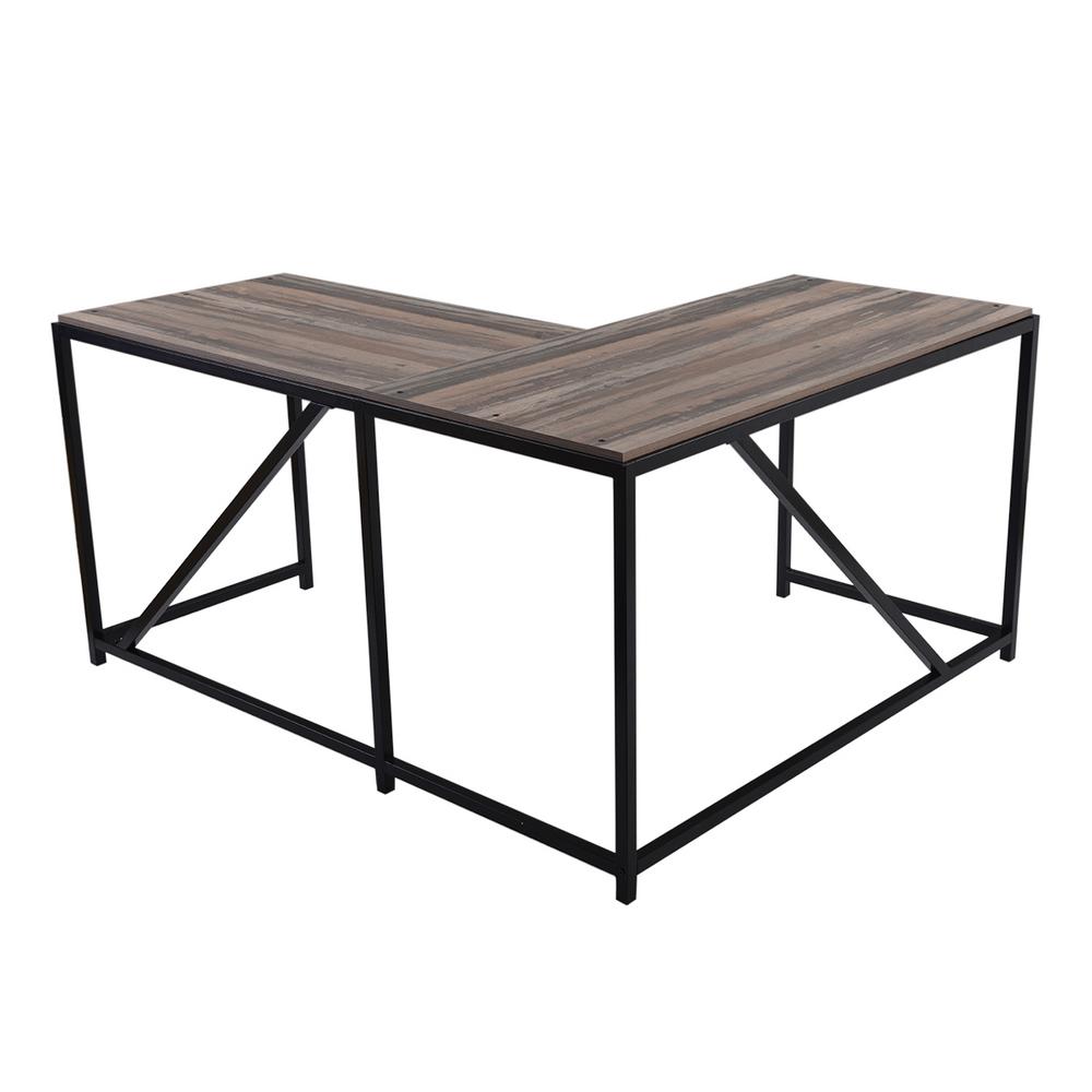 Merax 23 in. L-Shaped Walnut Computer Desk with Open Storage ...