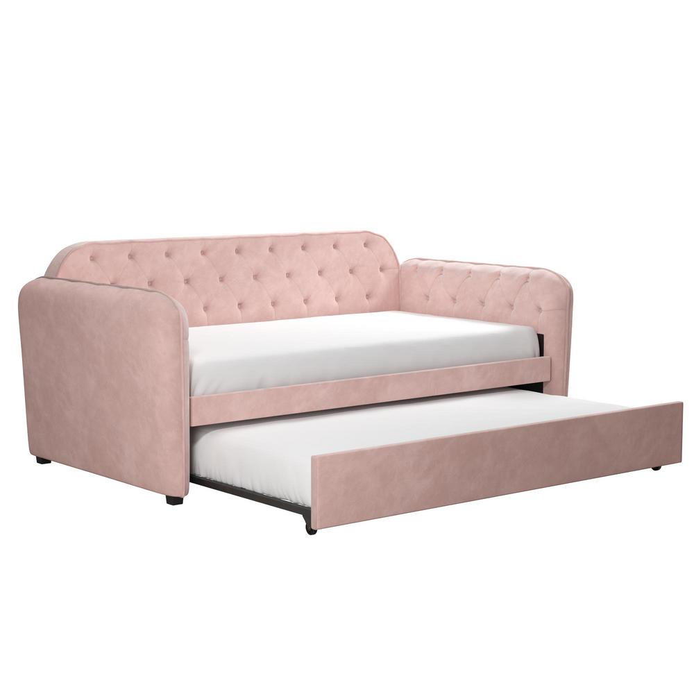 Novogratz Tallulah Tufted Pink Velvet Daybed and Trundle-4243739N - The ...