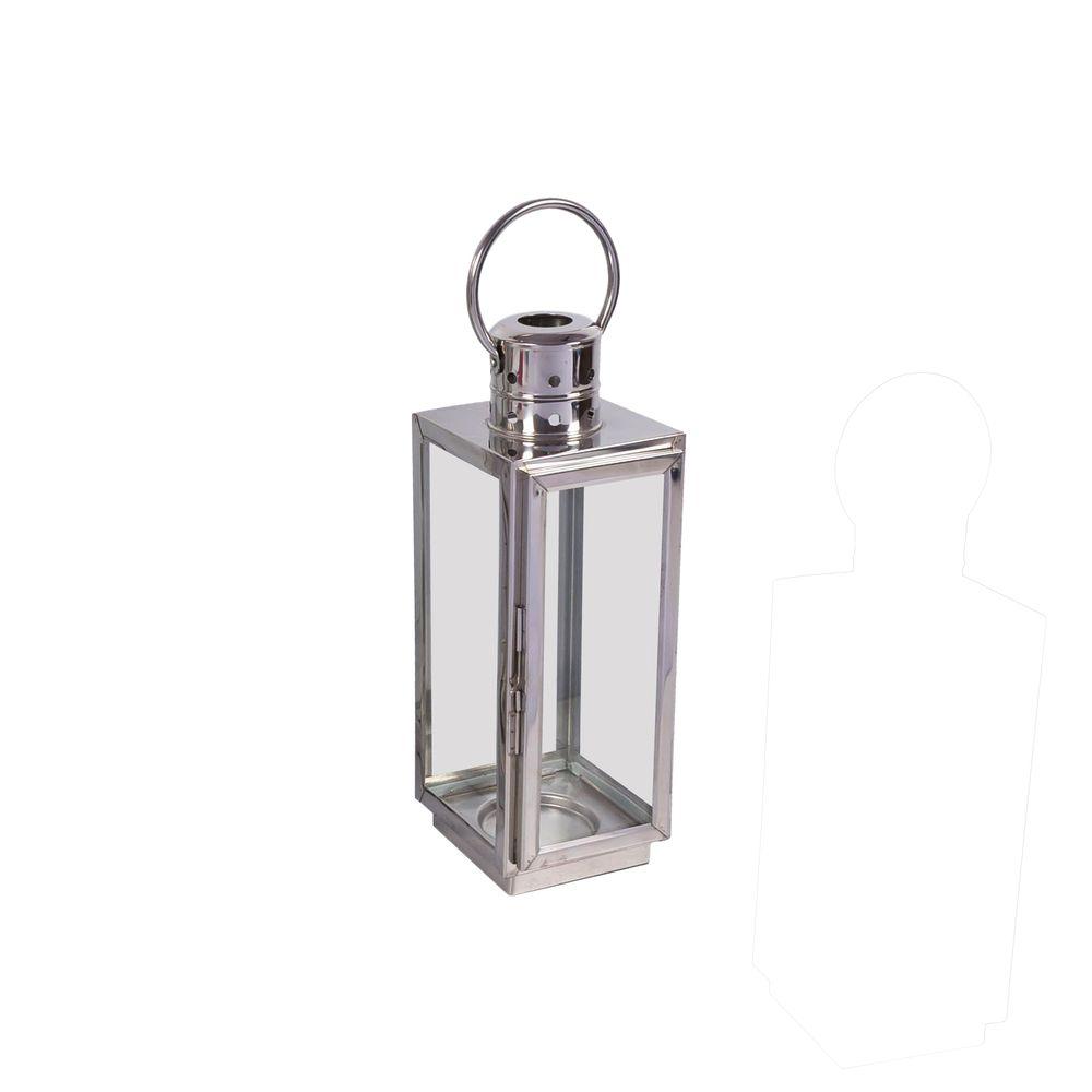 16 in. Chrome Square Small Lantern-DS-22777C - The Home Depot