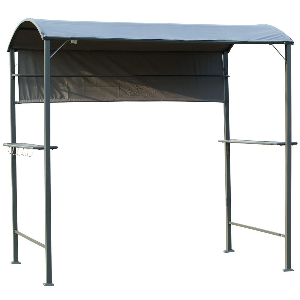 Outsunny 7 ft. x 4.5 ft. Patio BBQ Grill Canopy Gazebo Tent with Side ...
