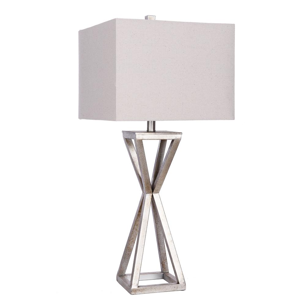 Alsy 31 in. Antique Pewter Table Lamp with Gray Linen Shade-BM1274-01 ...