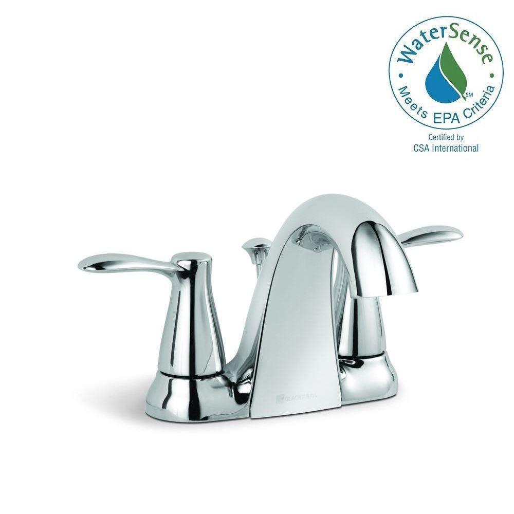 MOEN Eva 4 in. Centerset 2-Handle High-Arc Bathroom Faucet in Chrome ...