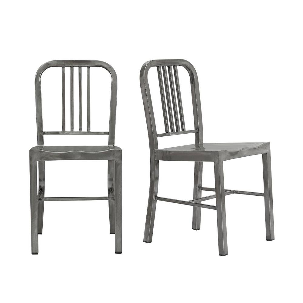 StyleWell Kipling Gunmetal Gray Metal Dining Chair (Set of 2) (15.94 in ...