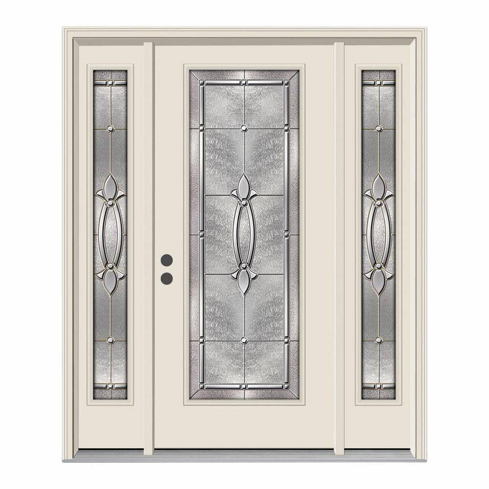 JELD-WEN 52 in. x 80 in. Full Lite Blakely Primed Steel Prehung Right ...