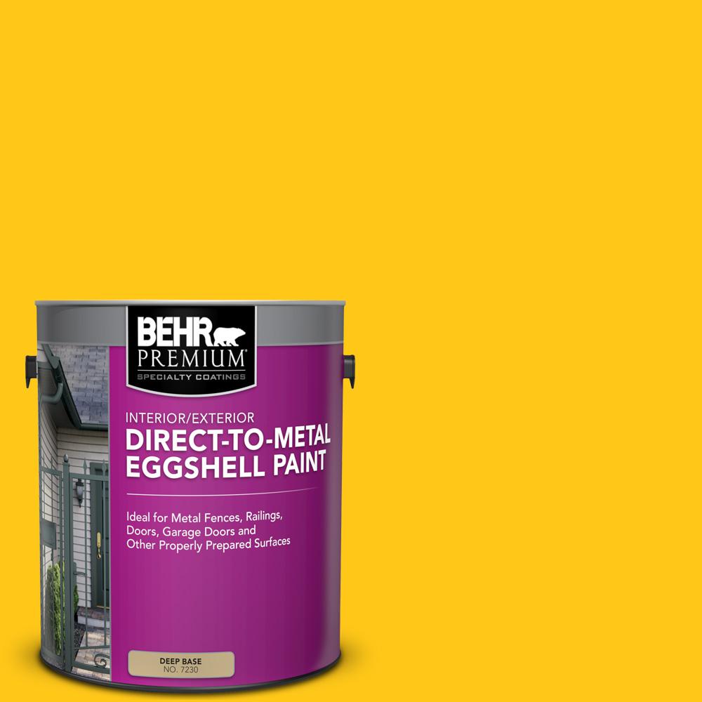BEHR PREMIUM 1 gal. #P300-7 Unmellow Yellow Eggshell Direct to Metal ...