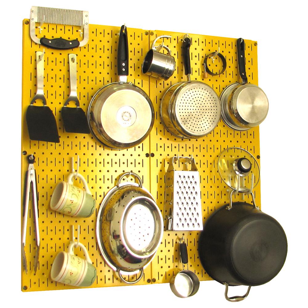 Wall Control Kitchen Pegboard 32 in. x 32 in. Metal Peg Board Pantry ...