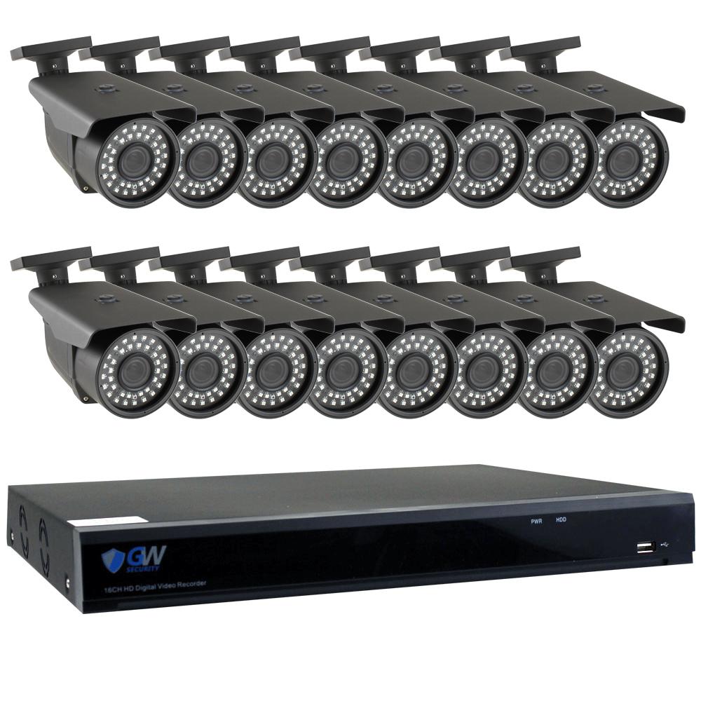 GW Security 16-Channel HD-Coaxial Security System with 16x GW561HD 5-MP ...