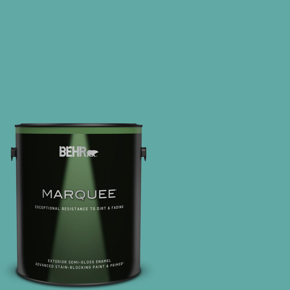 BEHR MARQUEE 1 gal. #500D-5 Teal Zeal Semi-Gloss Enamel Exterior Paint ...
