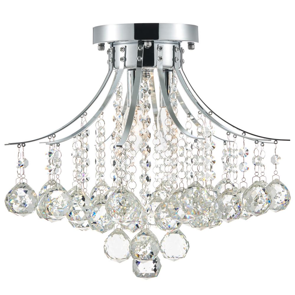 Merra 3-Light Chrome Flush Mount with Crystal Shade-HCF-1302-00-BNHD-1 ...