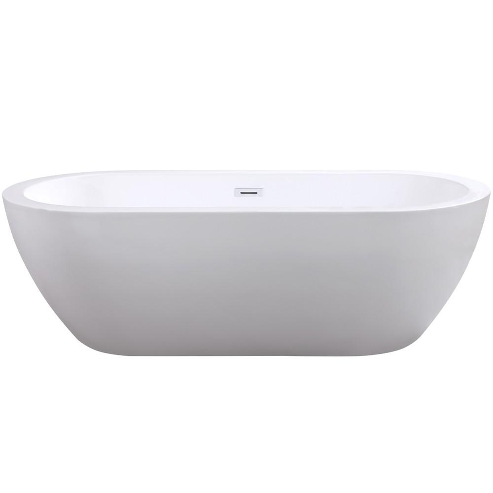 Ariel 71 in. Acrylic Offset Drain Oval Flat Bottom Freestanding Bathtub ...