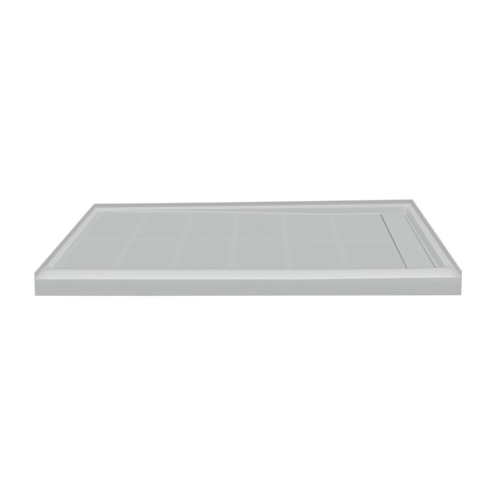 Transolid Linear 30 in. x 60 in. Single Threshold Shower Base in Grey ...