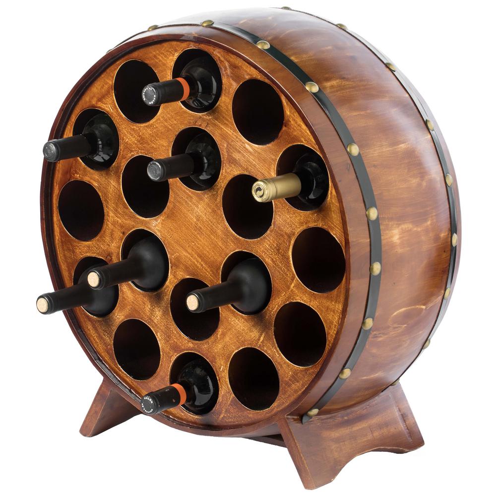 Vintiquewise Wooden Stackable Round Shaped Wine Barrel Wine Rack, 1 ...