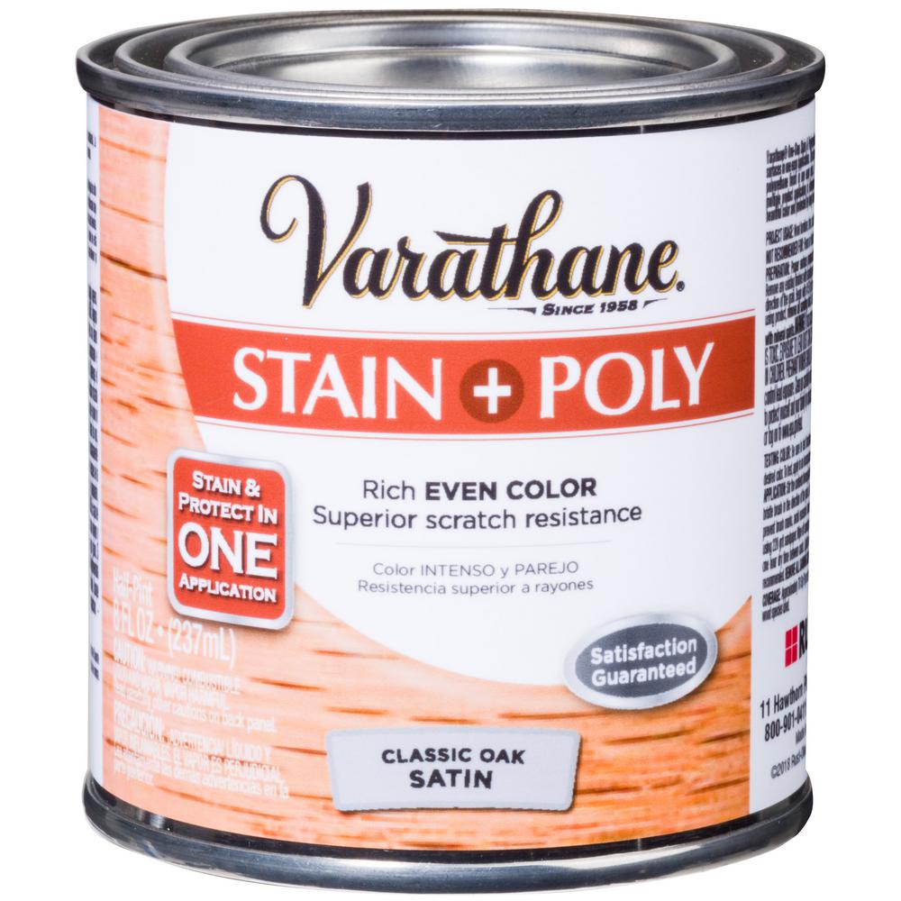 Varathane 8 oz. Oak Satin Oil-Based Interior Stain and Polyurethane (4 ...