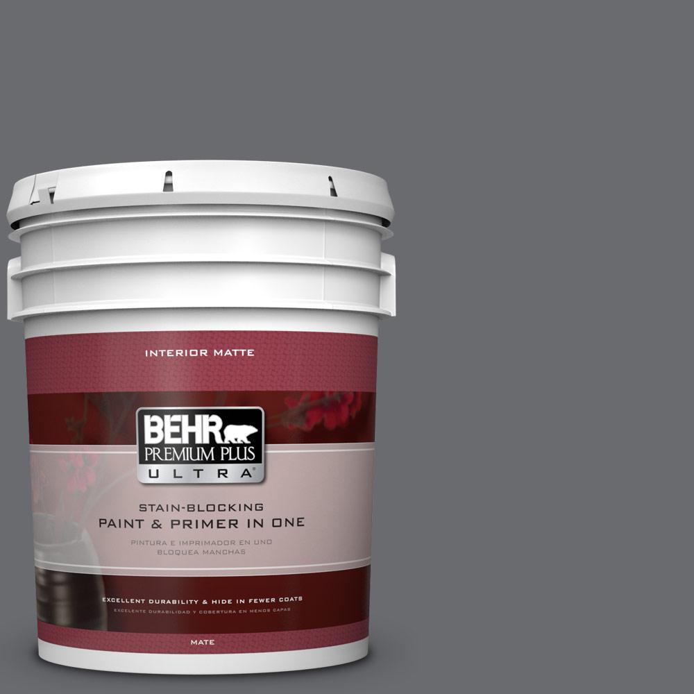 BEHR Premium Plus Ultra 5 gal. #PPF-49 Platinum Gray Flat/Matte ...
