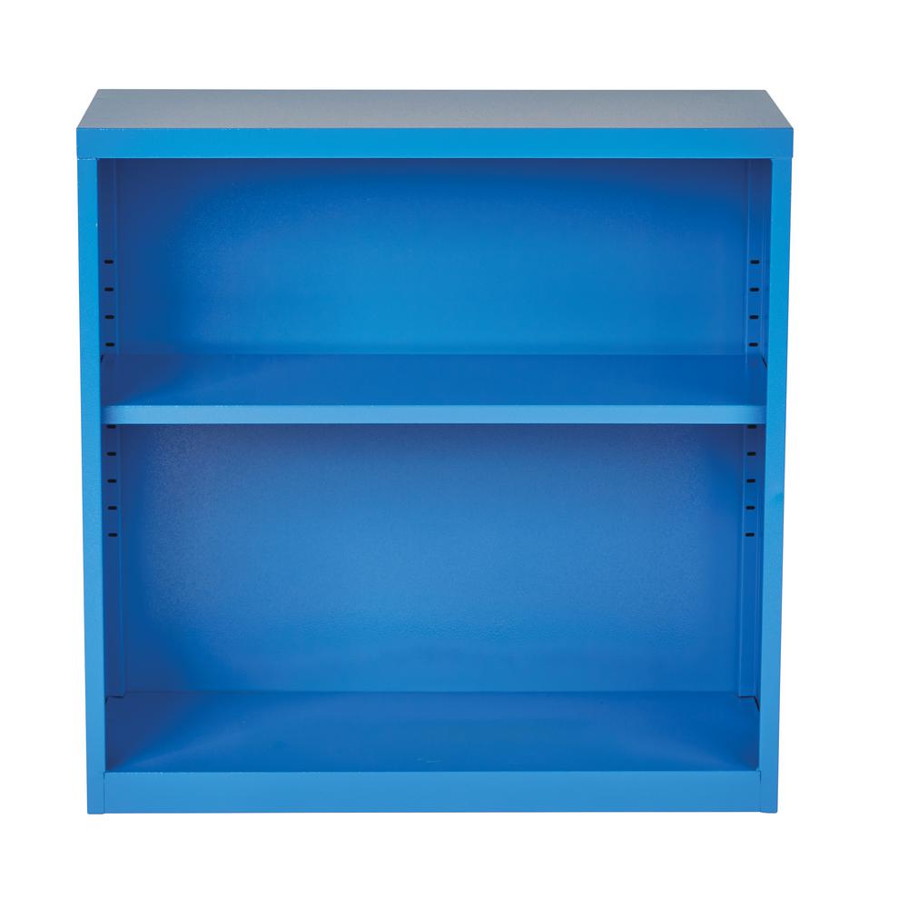 OSP Home Furnishings 28 in. Blue Metal 2-shelf Standard Bookcase with ...