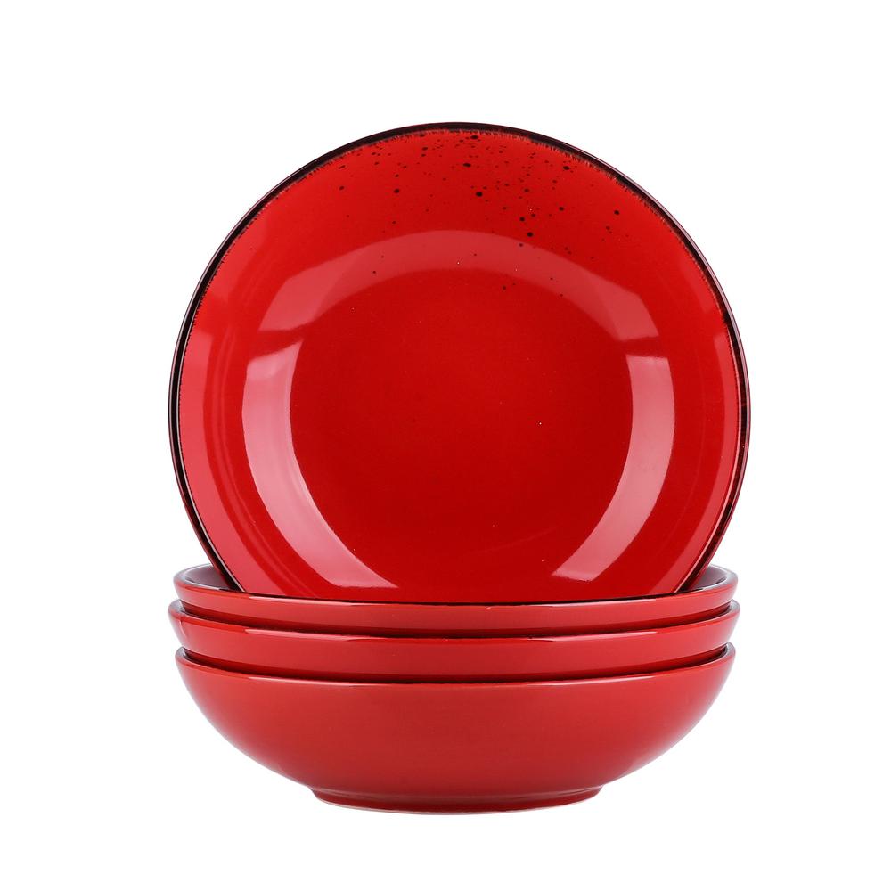 vancasso 4-Piece Red Ceramic Dinnerware Set Soup Plates Salad Pasta ...