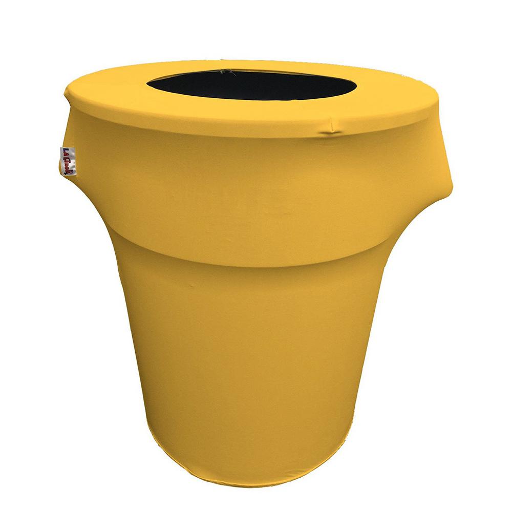 LA Linen Stretch Spandex Trash Can Cover 44 Gal. Round in Yellow ...