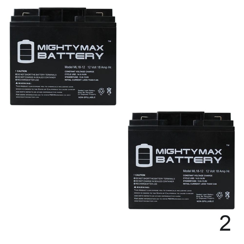 MIGHTY MAX BATTERY 12-Volt 18 Ah SLA (Sealed Lead Acid) AGM Type F2 ...