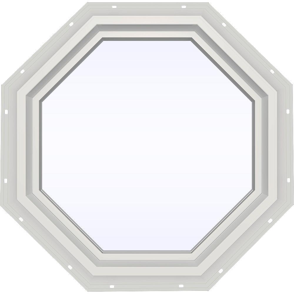 JELD-WEN 23.5 in. x 23.5 in. V-4500 Series White Vinyl Fixed Octagon ...