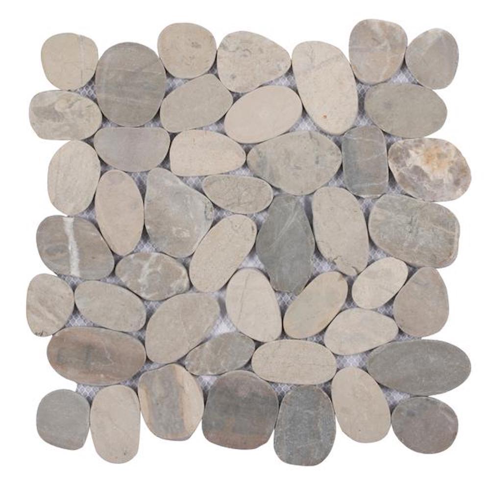 Cruz Bay Sliced Pebble Tile Light Grey 11-1/2 in. x 11-1/2 in. x 9.5mm ...