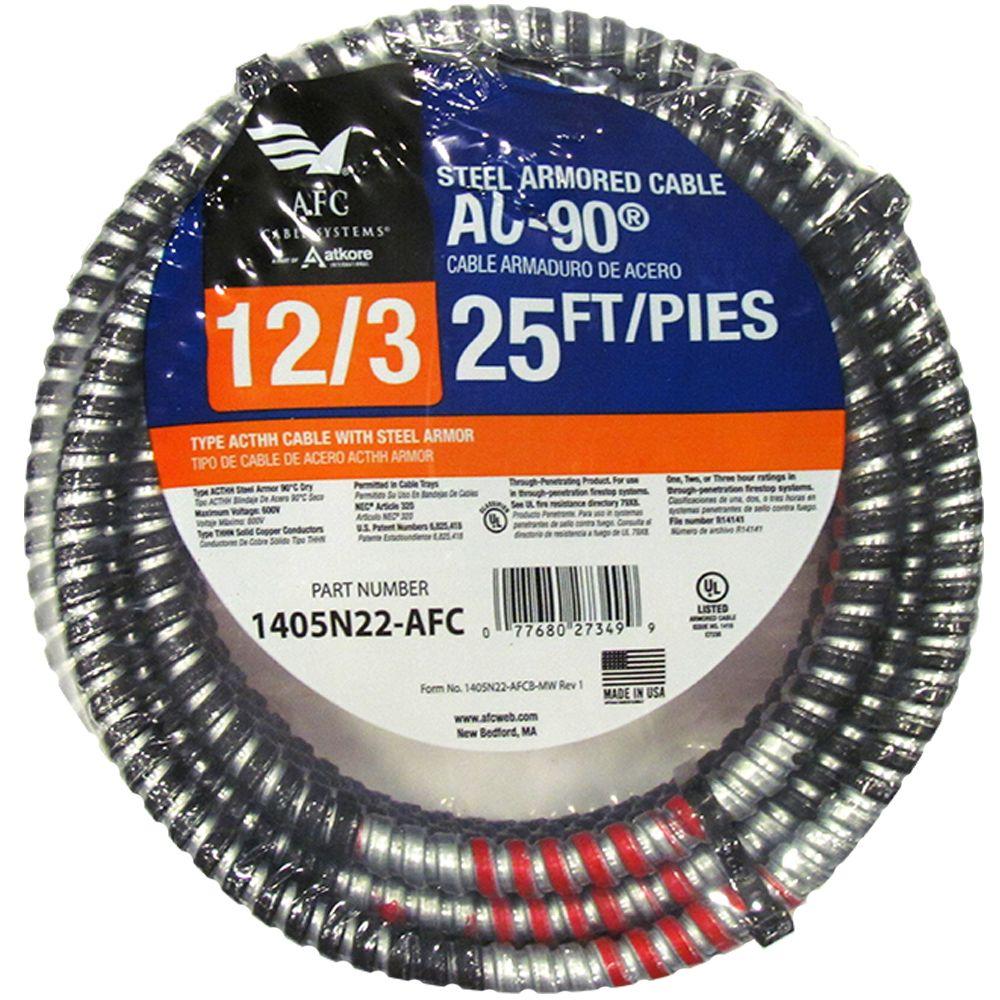 AFC Cable Systems 14/2 x 25 ft. BX/AC-90 Armored Electrical Cable ...
