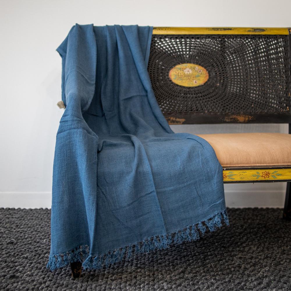 Unbranded Denim- 100% Linen Throw-1-051-40013 - The Home Depot