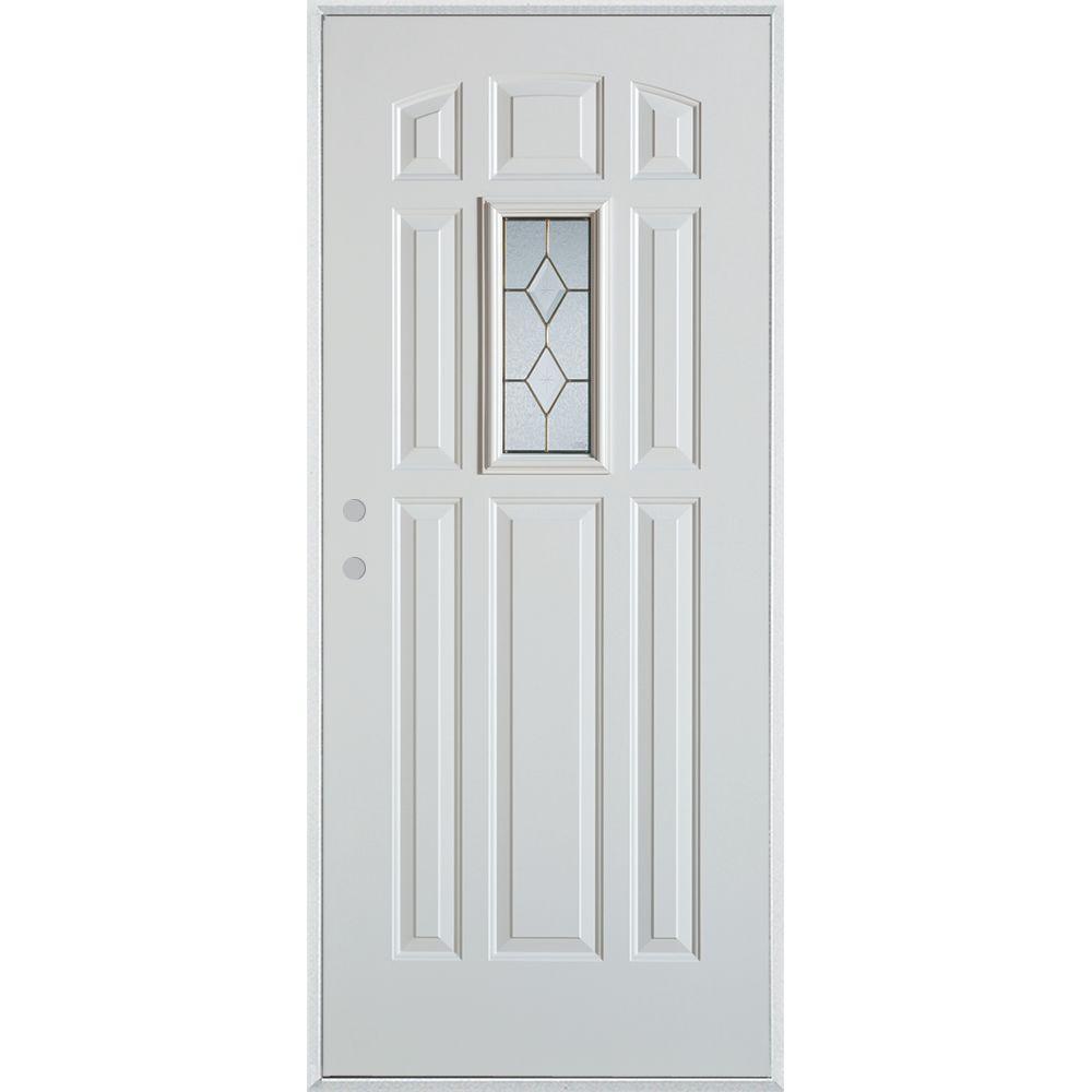 Stanley Doors 32 in. x 80 in. Geometric Zinc Rectangular 1 Lite 9-Panel ...